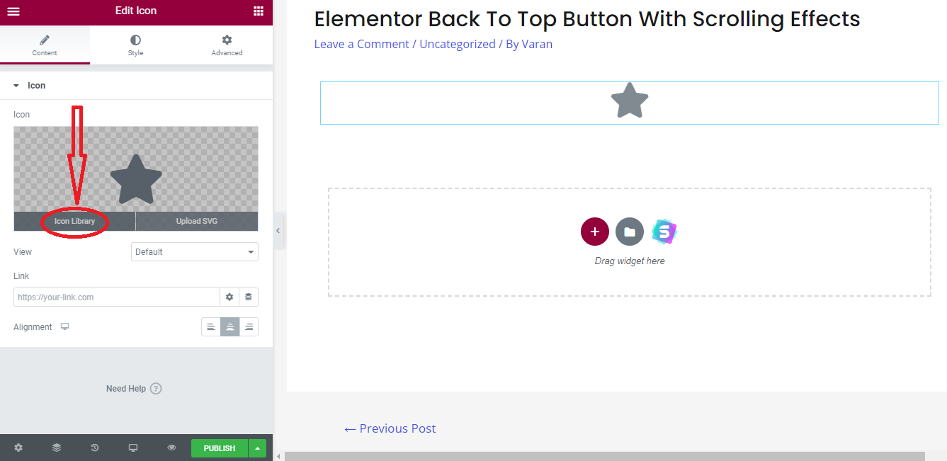 Elementor back to top button with Scrolling Effects – Rokin