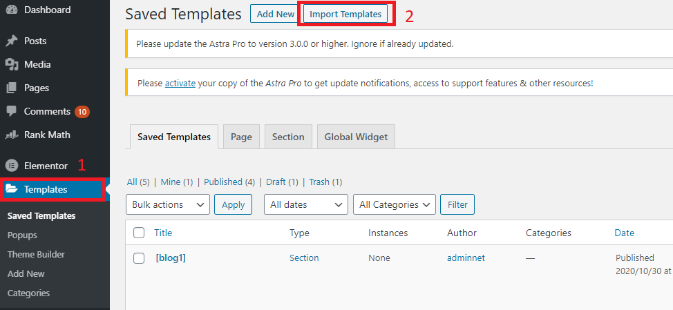 How To Save Import And Export Templates In Wordpress Using Elementor Rokin